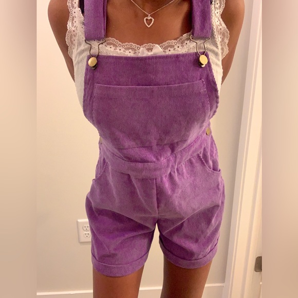 Pants & Jumpsuits | Purple Mini Overalls | Poshmark